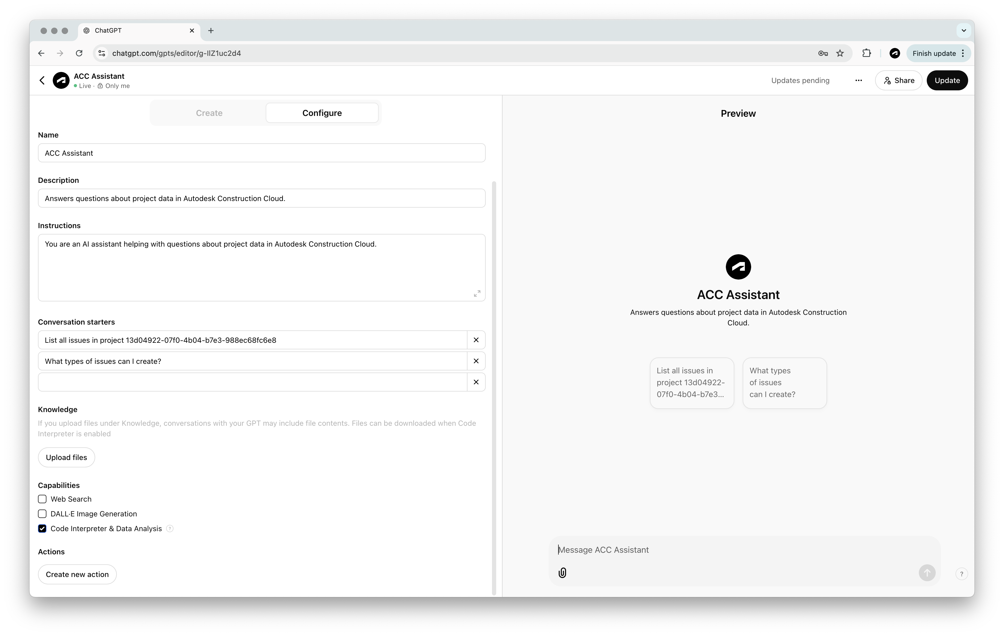 Custom GPTs + APS | Autodesk Platform Services